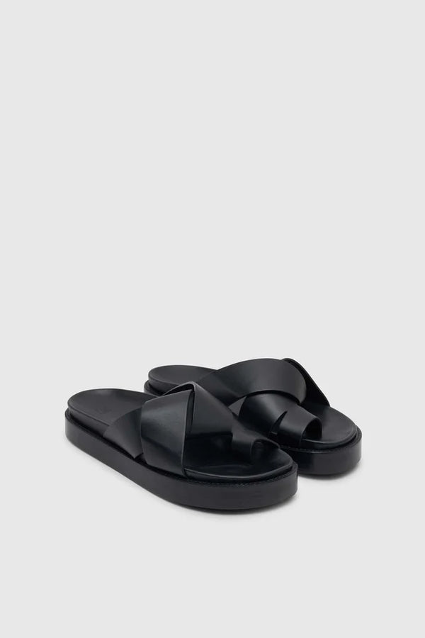 Camilla and Marc Laurel Leather Sandal - Black - Nik and She